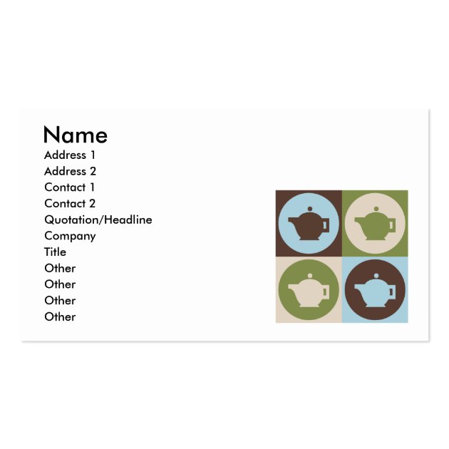 Pop Art Tea Business Card Templates
