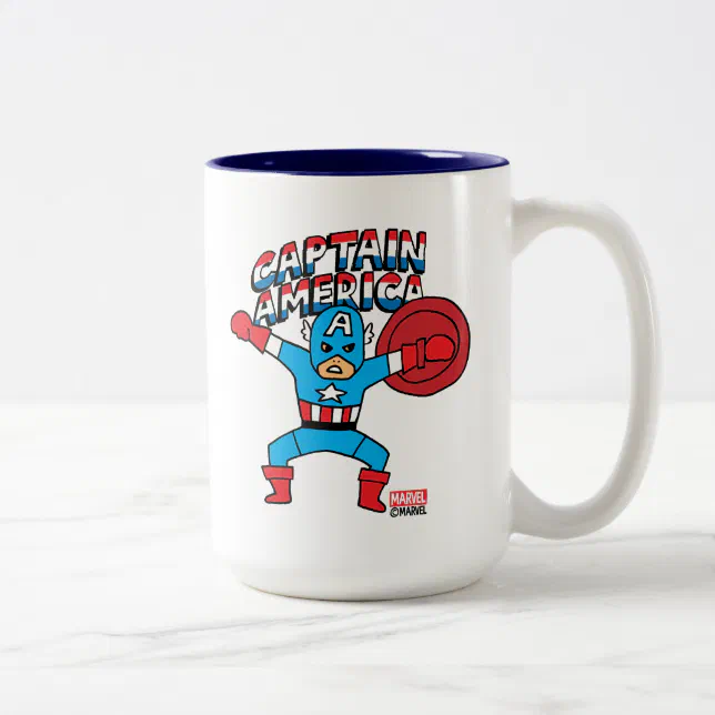 Pop Captain America with Logo Two-Tone Coffee Mug | Zazzle