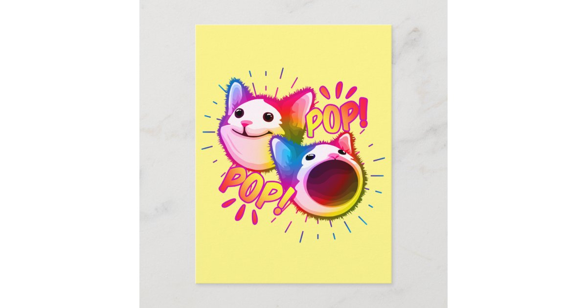 pop cat popping cat meme postcard | Zazzle