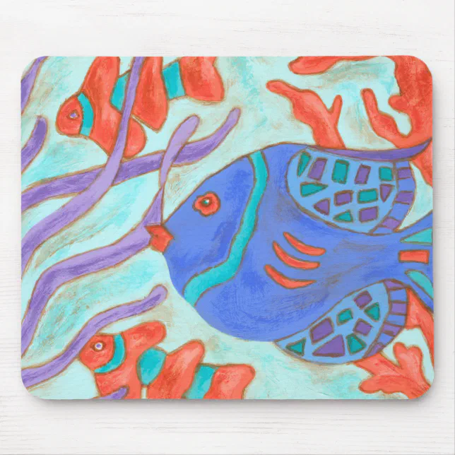 Pop-Colored Fish Mouse Pad | Zazzle