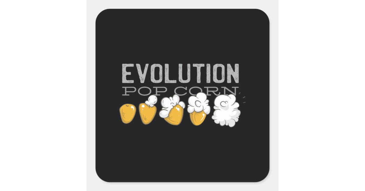 Pop Corn Evolution Square Sticker | Zazzle
