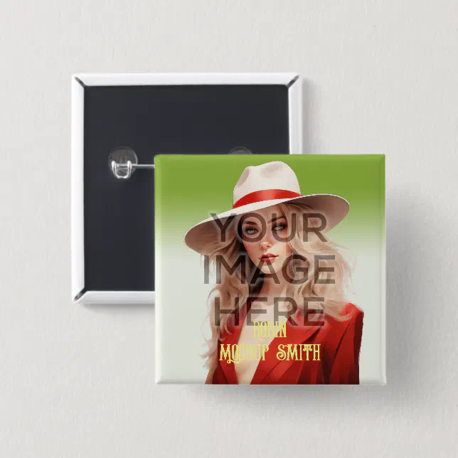Pop Culture Signable Photo Personalized Custom Sq. Button | Zazzle