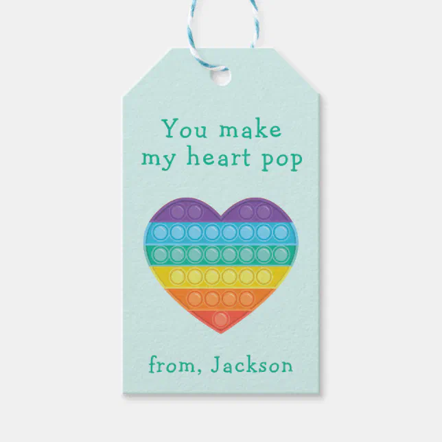 Pop fidget classroom valentine rainbow gift tags | Zazzle