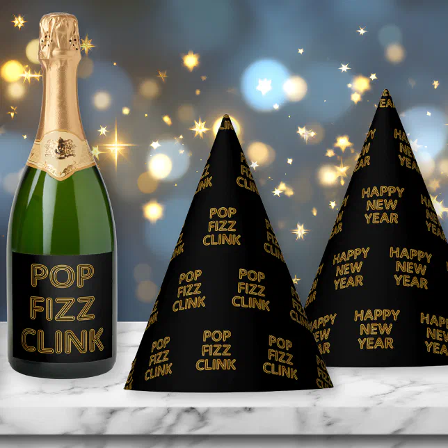 Pop Fizz Clink Modern Typography Party Hat | Zazzle