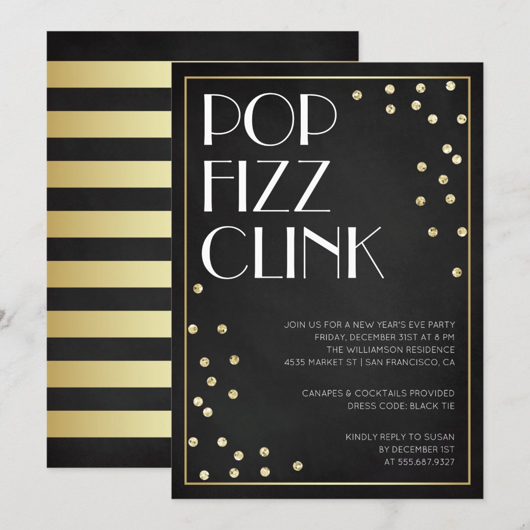 Pop Fizz Clink New Year's Eve Party Invitation | Zazzle
