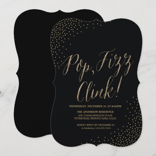 Pop, Fizz, Clink New Years Eve Party Invitation | Zazzle
