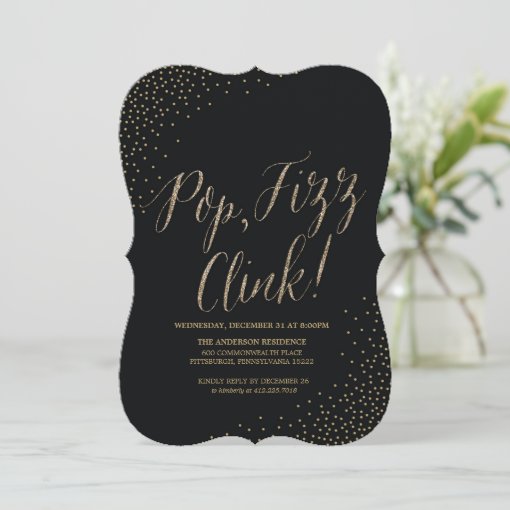 Pop, Fizz, Clink New Years Eve Party Invitation | Zazzle