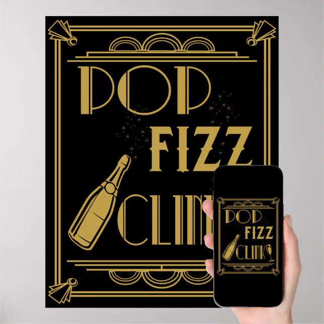 Pop Fizz Clink Party Poster Art deco | Zazzle