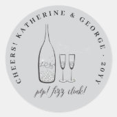 Pop Fizz Clink Stylish Silver Champagne Chic Photo Classic Round ...