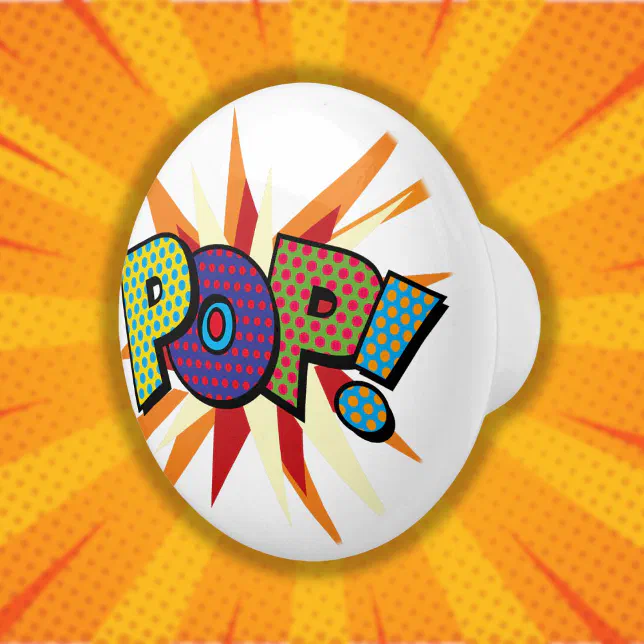 POP Fun Cool Retro Comic Book Pop Art Ceramic Knob | Zazzle