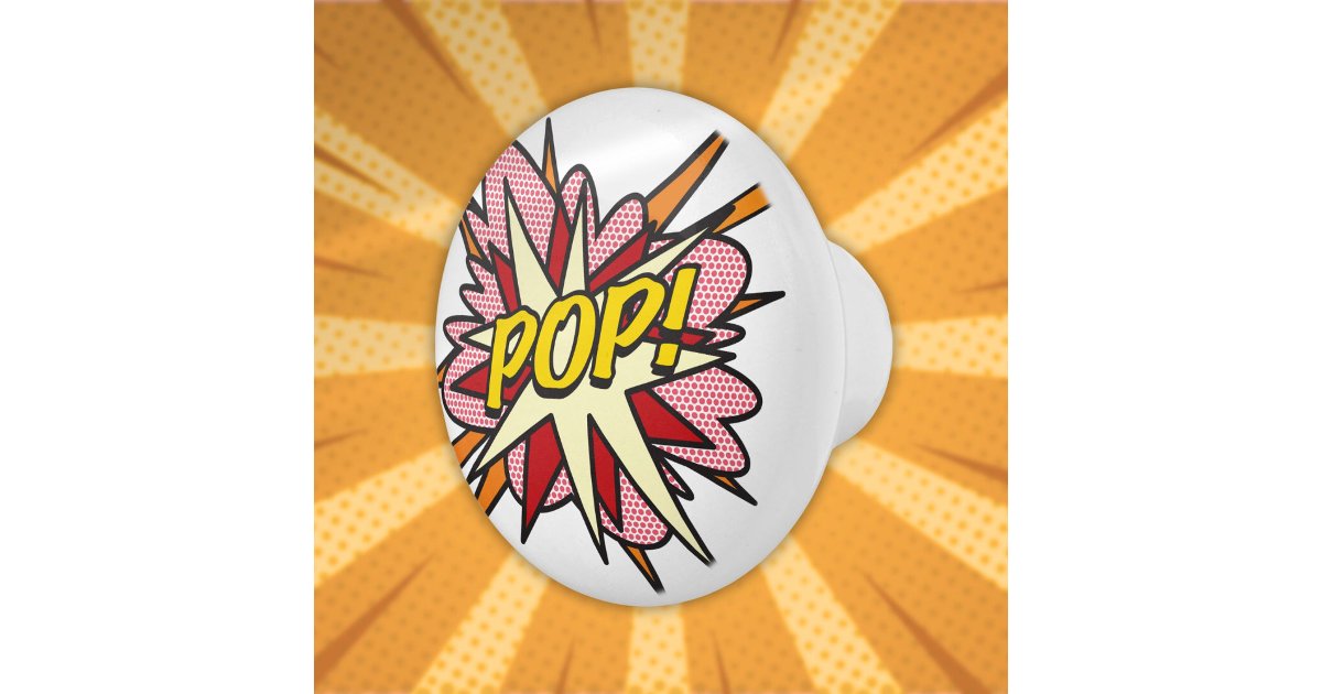 POP Fun Retro Comic Book Pop Art Ceramic Knob | Zazzle