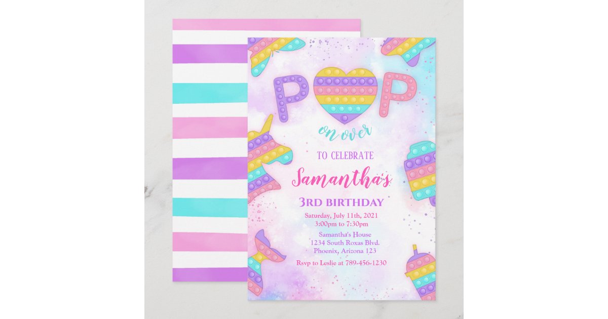 Pop It Birthday Invitation | Zazzle