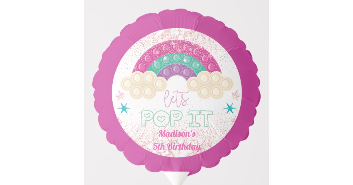 Pop It Birthday Party Girl Rainbow Balloon | Zazzle