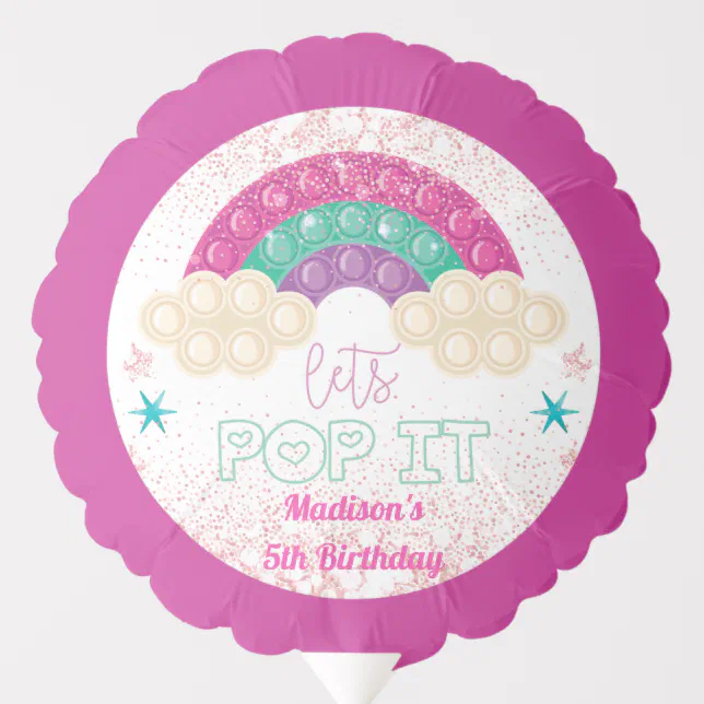 Pop It Birthday Party Girl Rainbow Balloon | Zazzle