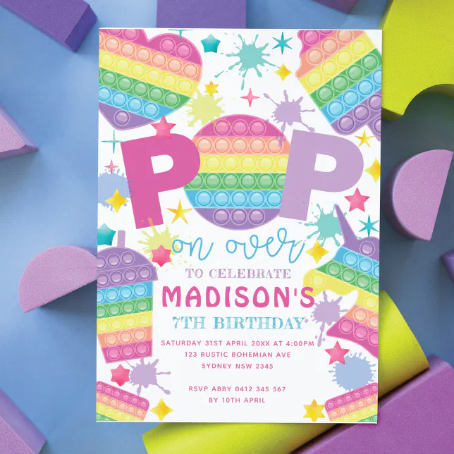Pop It Birthday Party Invitation | Zazzle