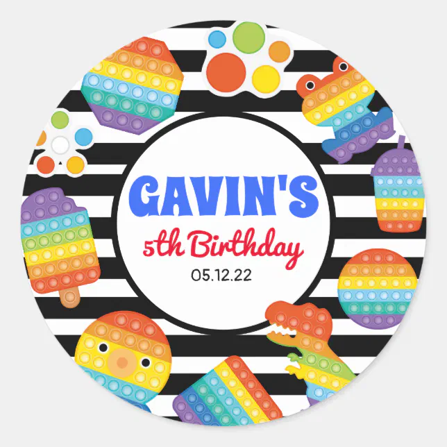 Pop It Birthday Sticker, Fidget Birthday Sticker | Zazzle