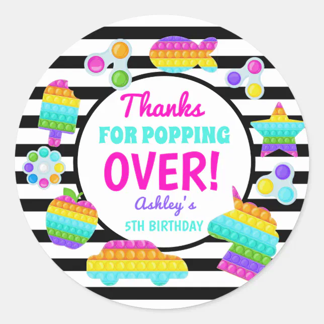 Pop It Birthday Sticker, pop over sticker | Zazzle