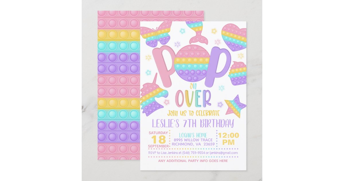 Pop It Pop On Over Party Invitation - Pastel | Zazzle