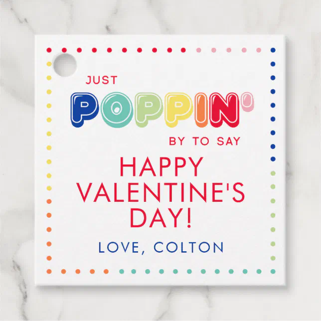 Pop It Valentine Cards, Happy Valentines Day Tag | Zazzle