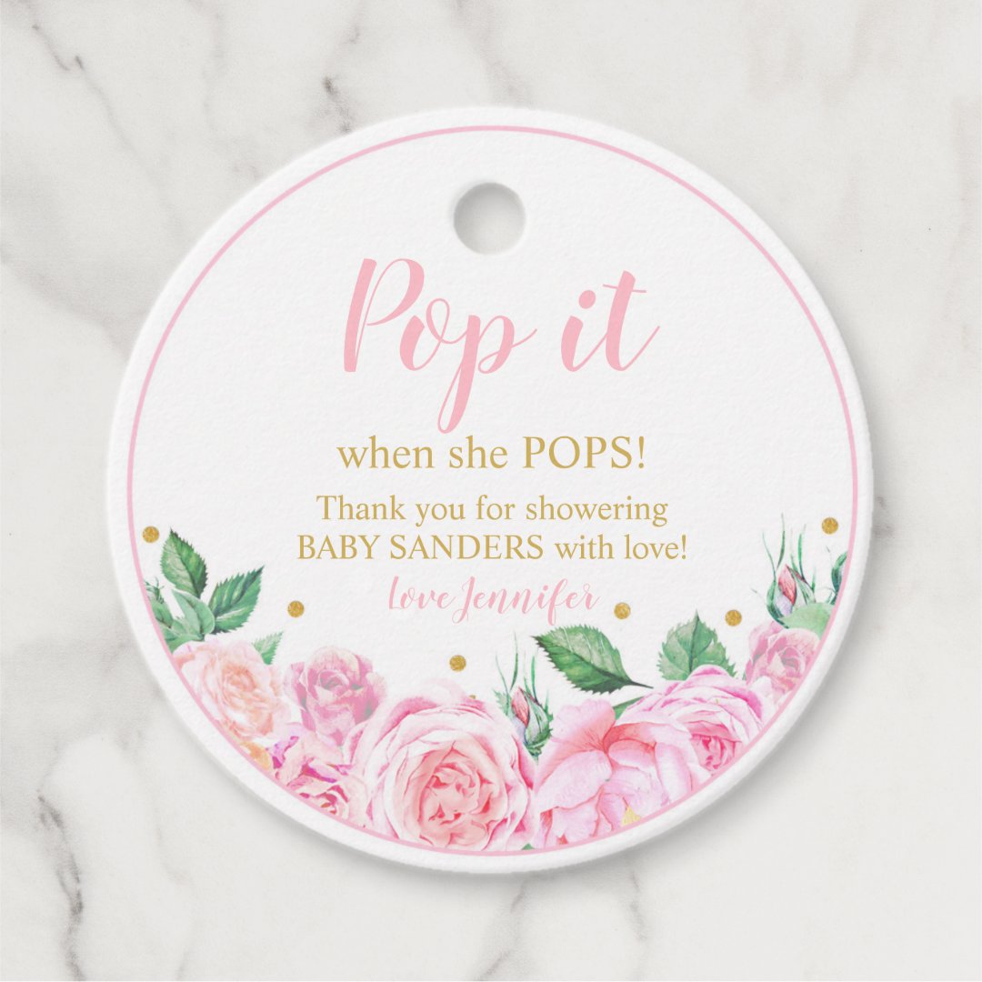 Pop it when she Pops Favor Tags Baby Girl | Zazzle