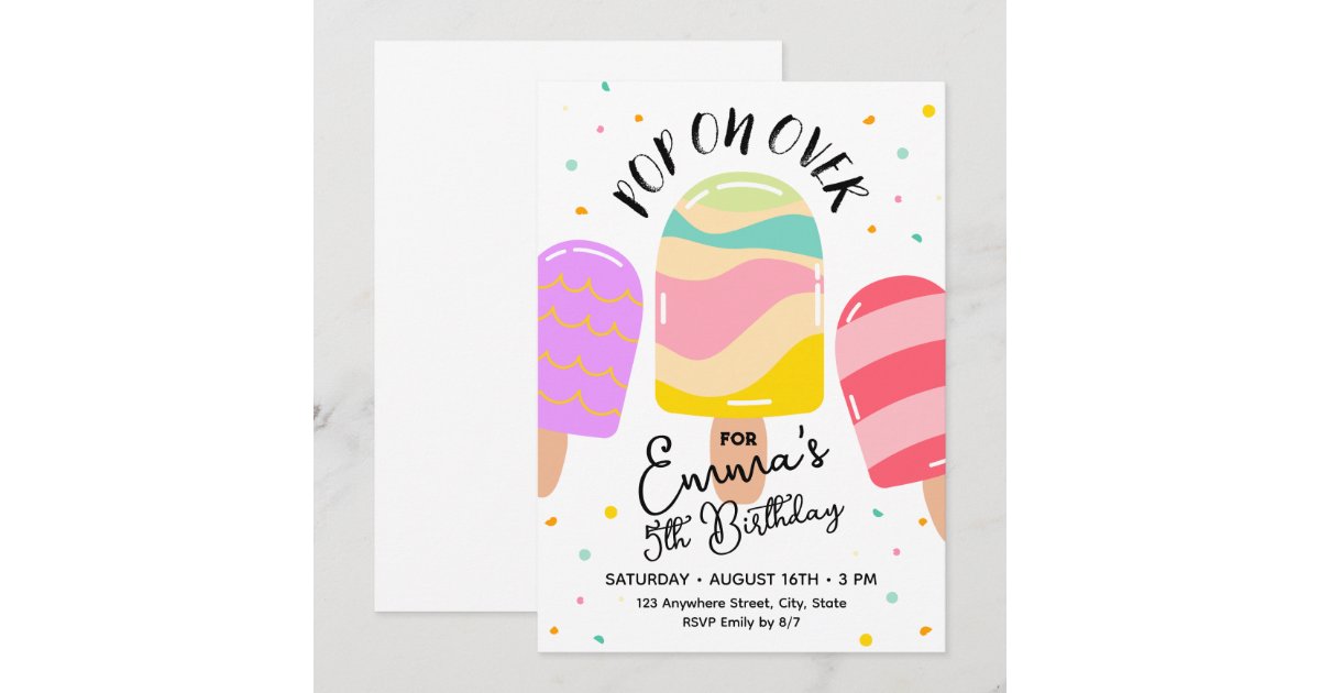 Pop On Over Birthday Party Invitation Postcard | Zazzle