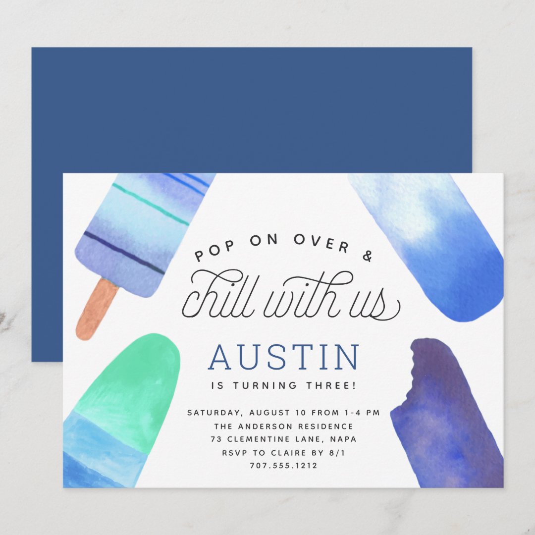 Pop On Over & Chill | Popsicle Kids Birthday Party Invitation | Zazzle