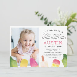 Pop On Over | Popsicle Kids Birthday Party Photo Invitation | Zazzle