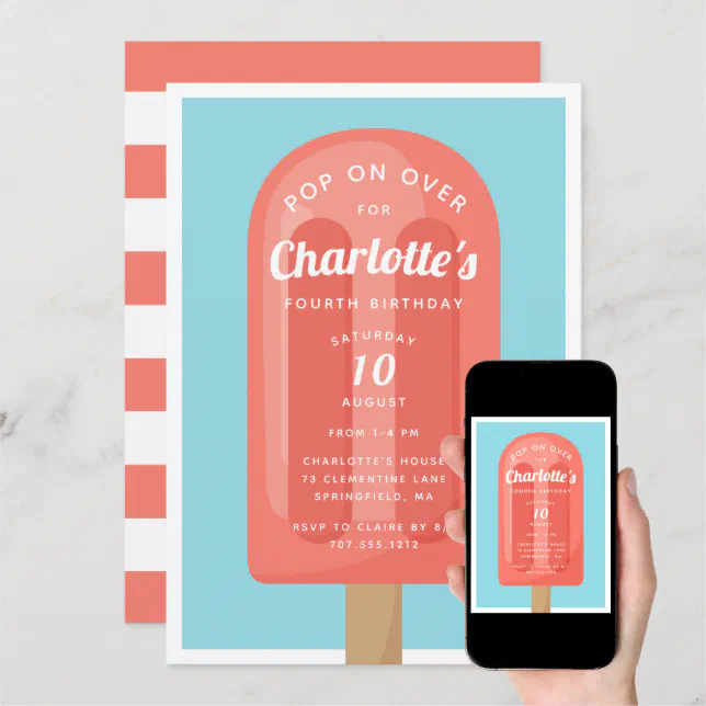 Pop On Over | Popsicle Summer Kids Birthday Party Invitation | Zazzle