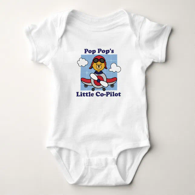 Pop Pop's Little Co-Pilot - Cute Airplane Baby Bodysuit | Zazzle