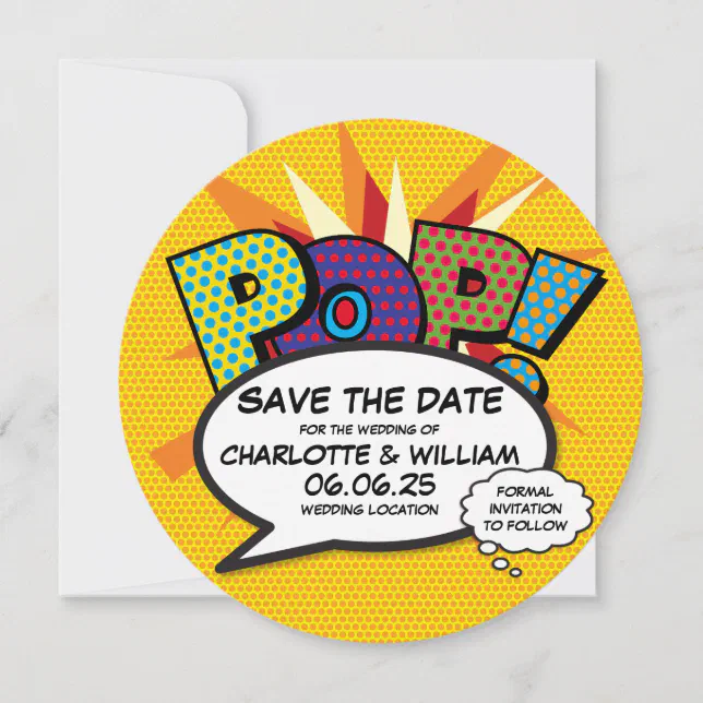 POP Save the Date Fun Retro Comic Book Pop Art | Zazzle