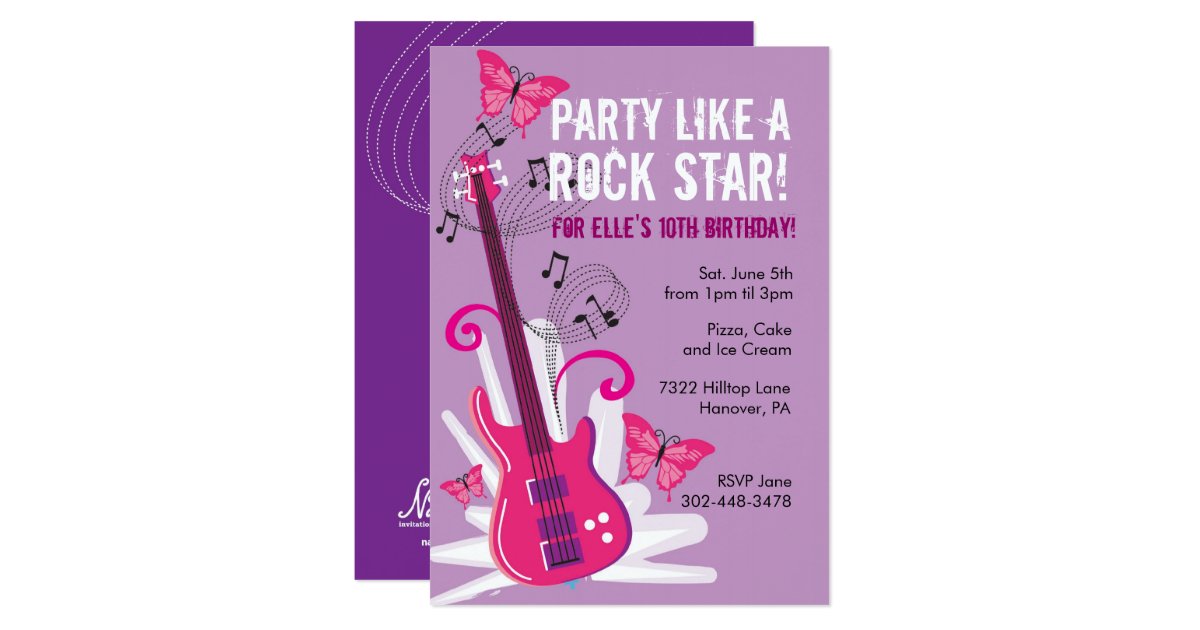 Pop Star Invitations For Girls