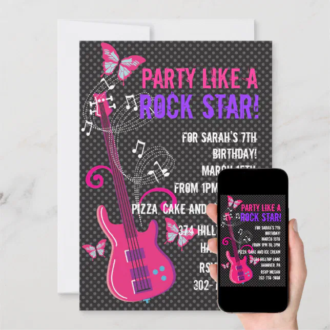 Pop Star Birthday Party Invitation | Zazzle
