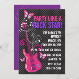 Pop Star Birthday Party Invitation | Zazzle