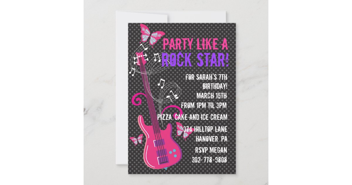 Pop Star Birthday Party Invitation | Zazzle