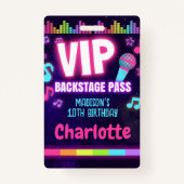Pop Star Birthday VIP Backstage Pass Lanyard Badge | Zazzle