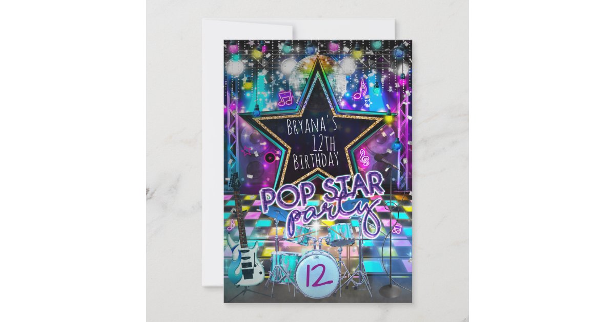 POP STAR PARTY Birthday Musical Dance Invitation | Zazzle