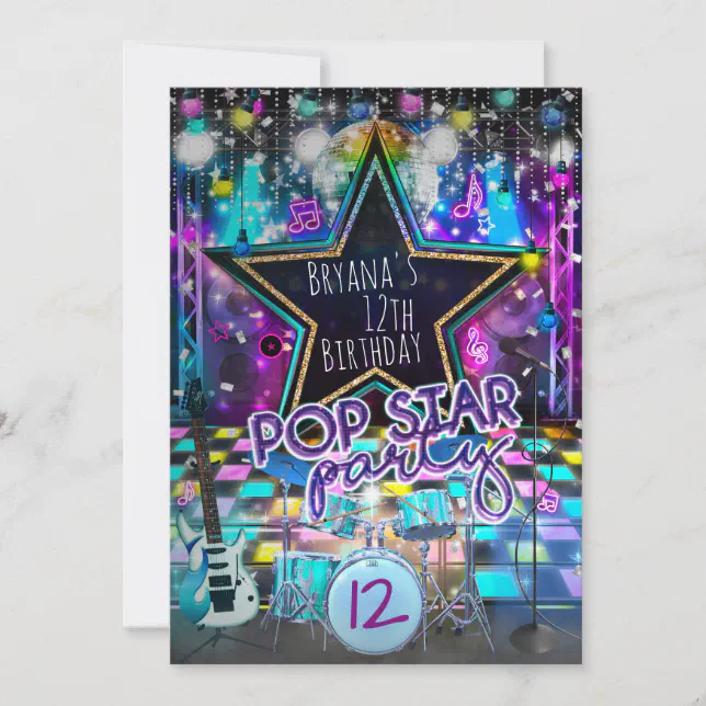 POP STAR PARTY Birthday Musical Dance Invitation | Zazzle