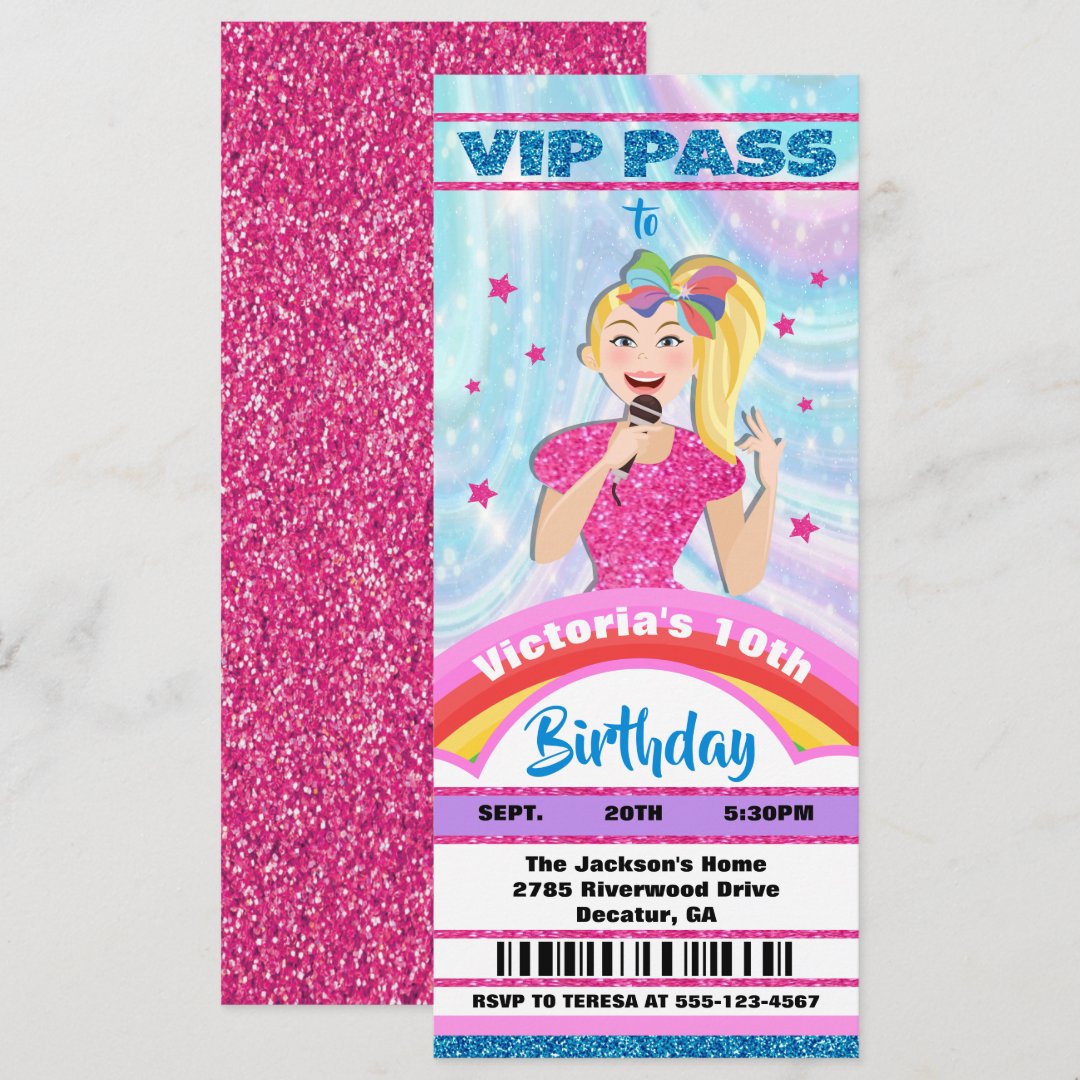 Pop Star Singer VIP pass tickets Birthday Invitation | Zazzle