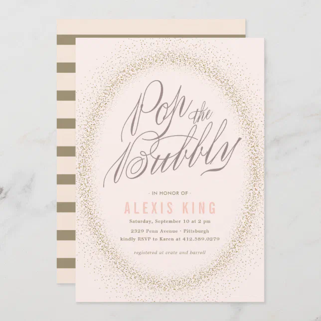 Pop The Bubbly Confetti Bridal Shower Invitation | Zazzle
