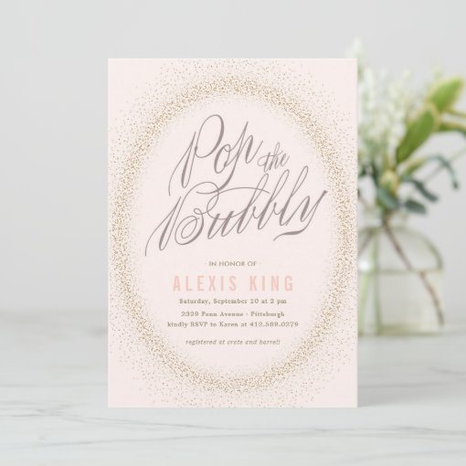 Pop The Bubbly Confetti Bridal Shower Invitation | Zazzle