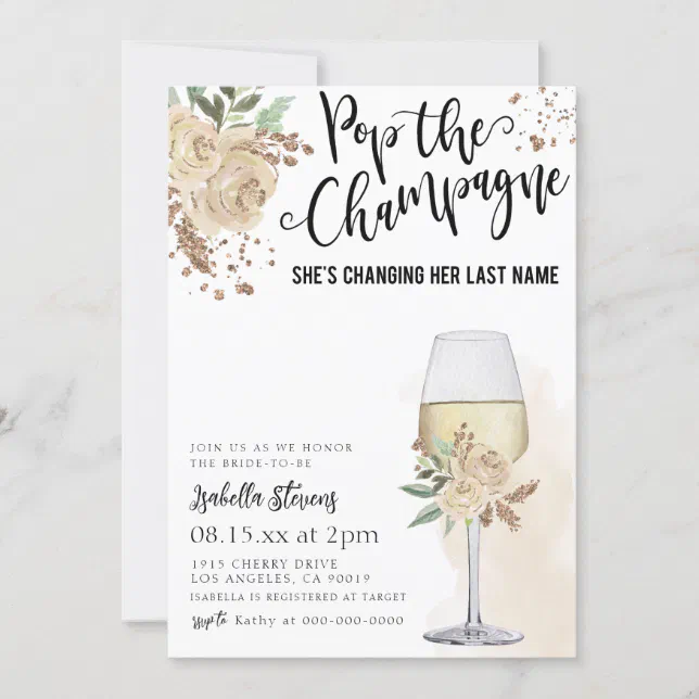Pop The Champagne Bridal Shower Invitation | Zazzle