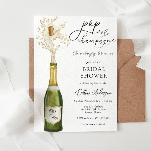 Pop the Champagne Bridal Shower Invitation | Zazzle