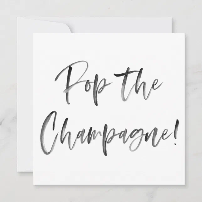 Pop The Champagne Modern Calligraphy Bridal Shower Invitation | Zazzle