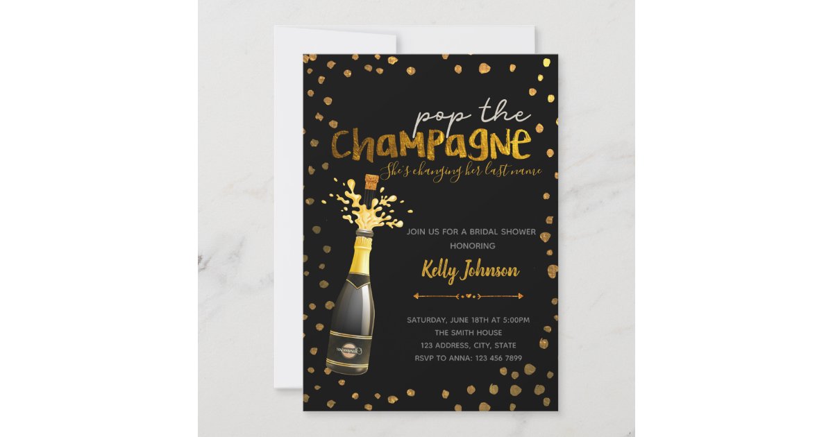 Pop the champagne party invitation | Zazzle