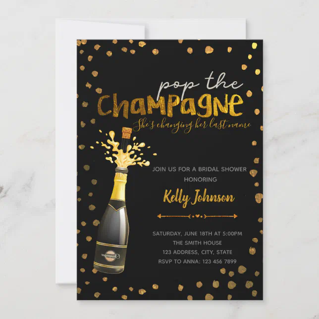 Pop the champagne party invitation | Zazzle