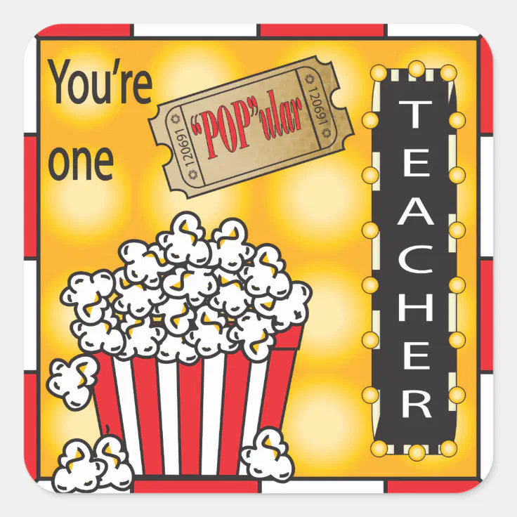 "POP"ular Teacher Square Sticker | Zazzle