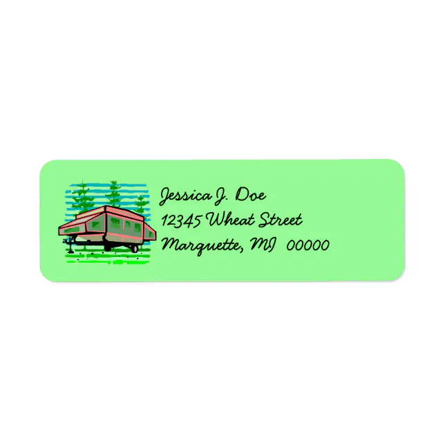 Pop-up Camper Camping Glamping Address Labels | Zazzle