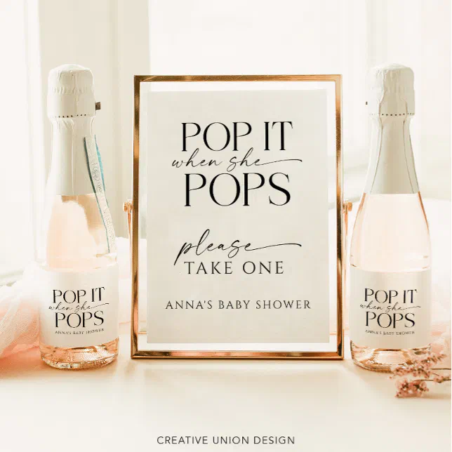 Pop When She Pops Personalized Baby Shower Favor Sparkling Wine Label ...