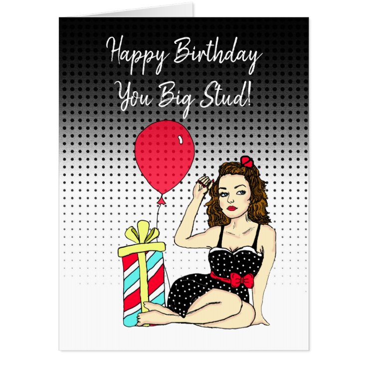 Popart Pinup Sexy Girl Happy Birthday For Him Card Zazzle