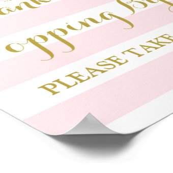 Popcorn Bar Sign Pink Stripes Gold Snowflakes | Zazzle